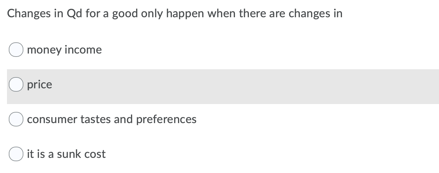 Solved Changes in Qd for a good only happen when there are | Chegg.com