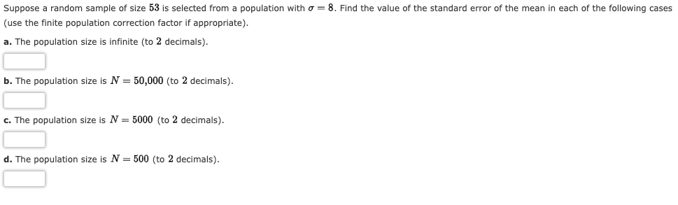 Solved Suppose a random sample of size 53 is selected from a | Chegg.com