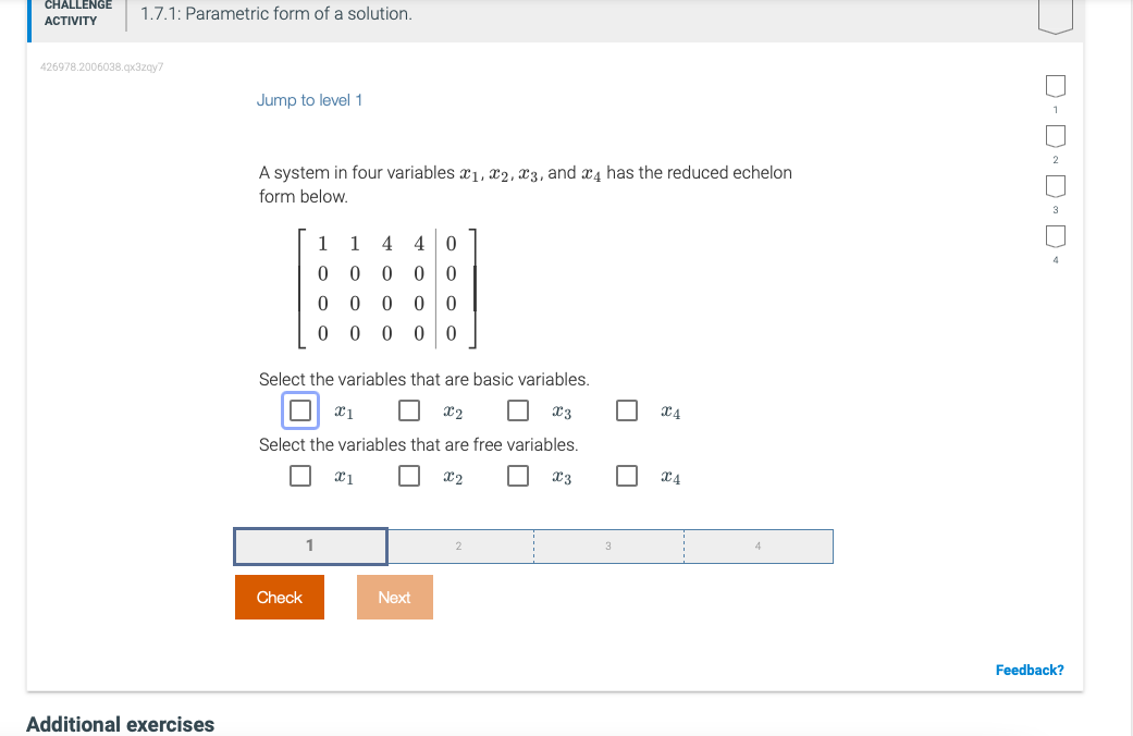 Solved A system in four variables x1,x2,x3, and x4 has the | Chegg.com