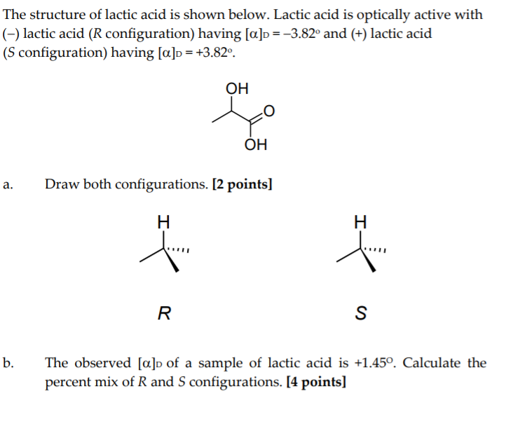 Solved The structure of lactic acid is shown below. Lactic | Chegg.com