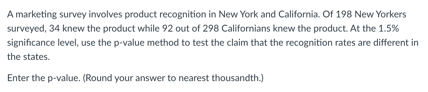 Solved A marketing survey involves product recognition in | Chegg.com