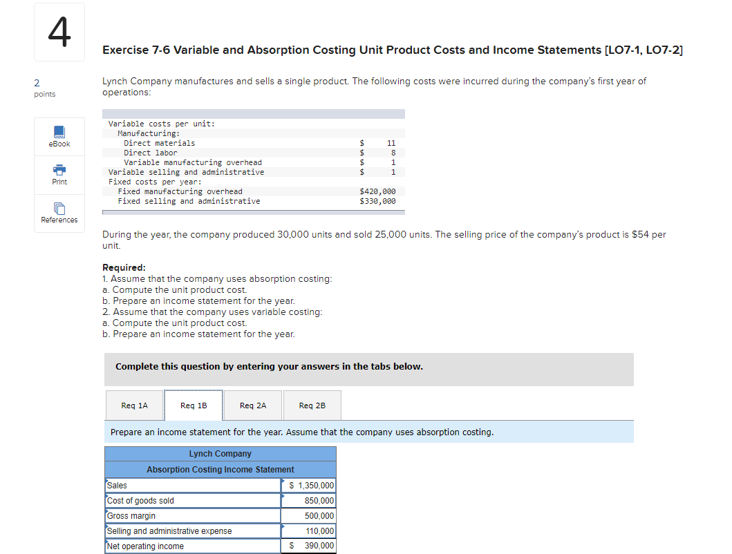 Solved 4 Exercise 7-6 Variable and Absorption Costing Unit | Chegg.com