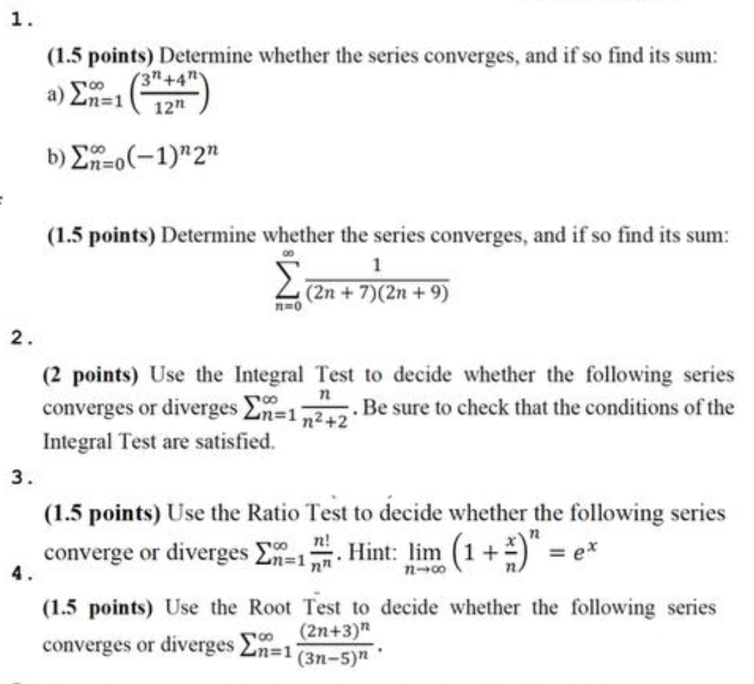 Solved (1.5 points) Determine whether the series converges, | Chegg.com