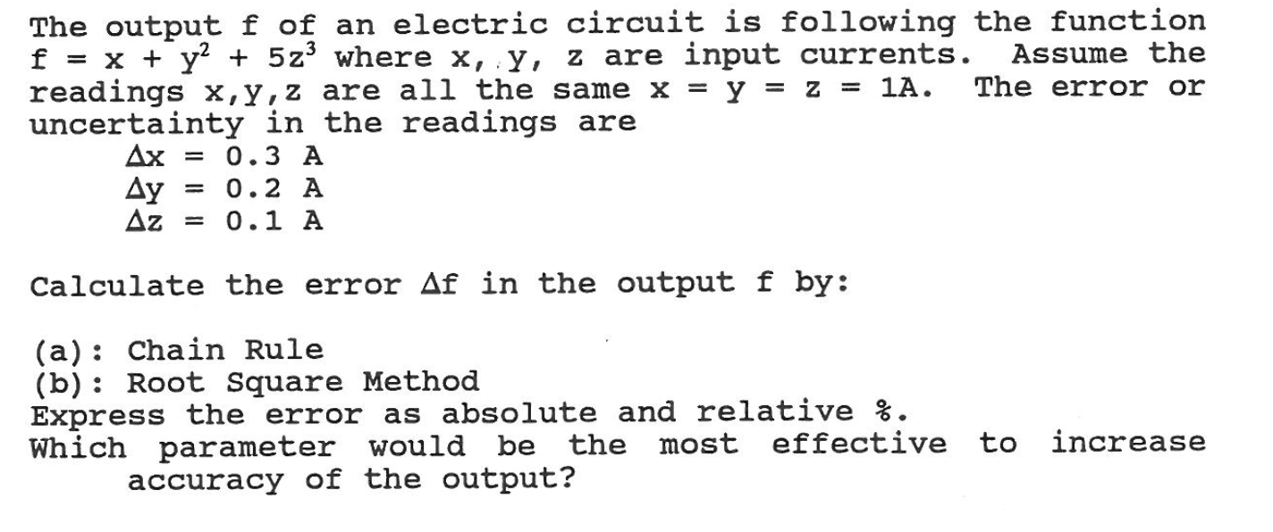 Solved The output f of an electric circuit is following the | Chegg.com