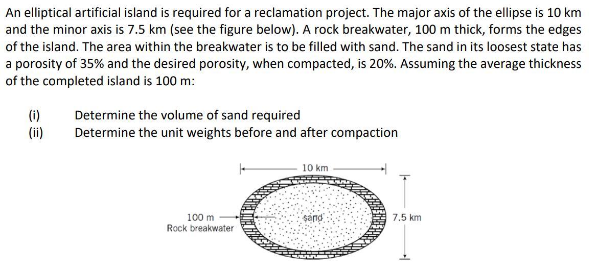 Solved An elliptical artificial island is required for a | Chegg.com