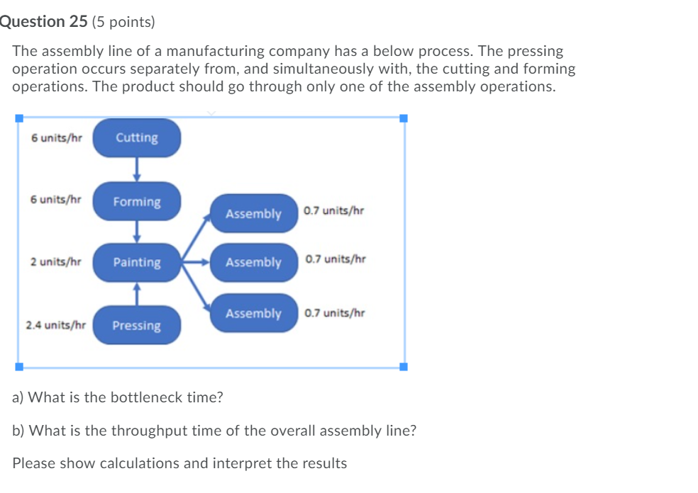 Solved Question 25 (5 points) The assembly line of a | Chegg.com