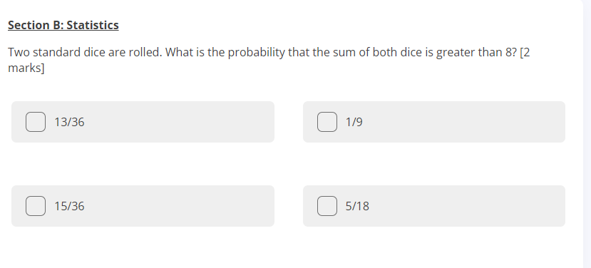Solved Two standard dice are rolled. What is the probability | Chegg.com