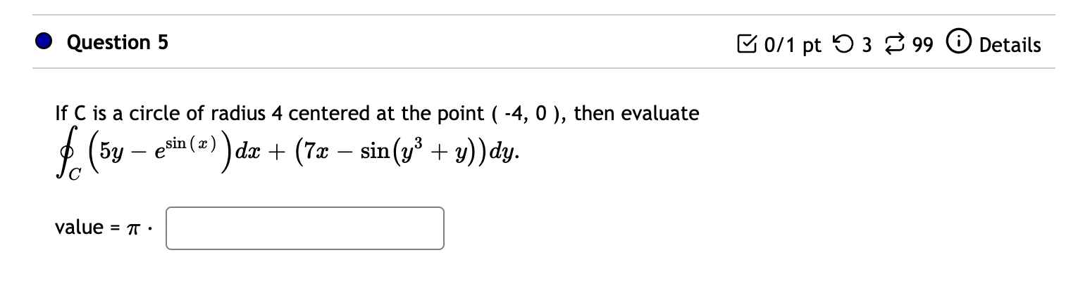 Solved If C is a circle of radius 4 centered at the point | Chegg.com