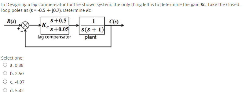 Solved In Designing a lag compensator for the shown system, | Chegg.com