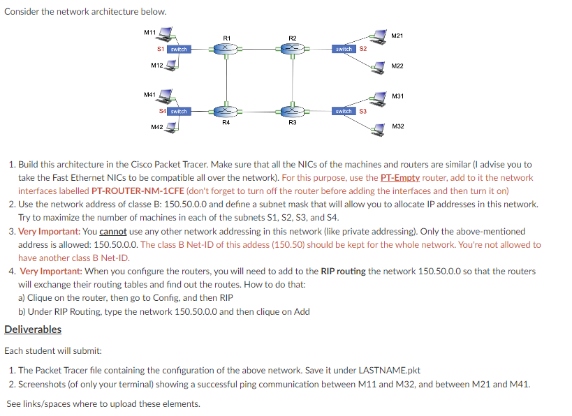 Consider the network architecture below. 1. Build | Chegg.com