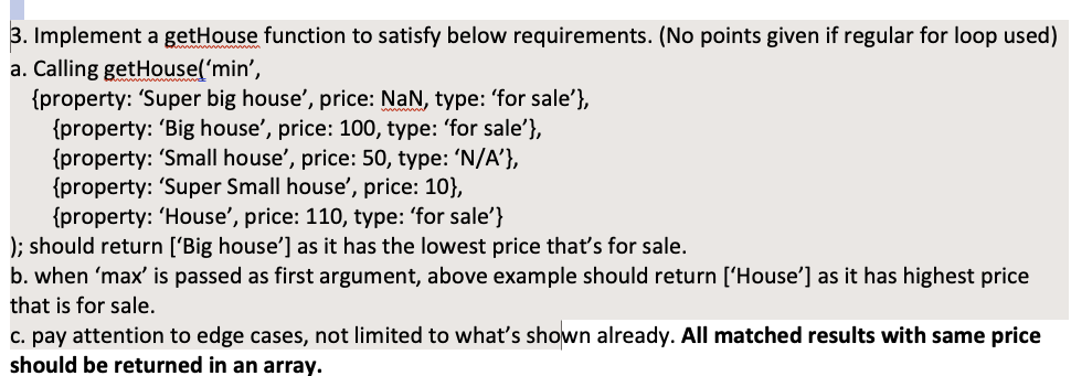 Solved 3. Implement a getHouse function to satisfy below | Chegg.com