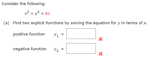 Solved Consider the following. x2+y2=81 (a) Find two | Chegg.com