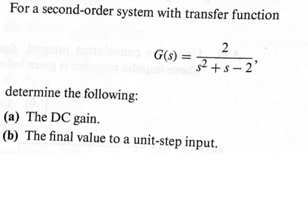 Solved For a second-order system with transfer function MO O | Chegg.com