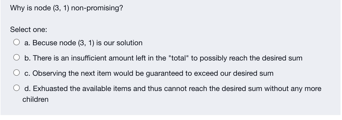 Solved Here is a portion of the state space tree for the Sum | Chegg.com