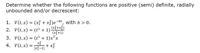 Solved Determine whether the following functions are | Chegg.com