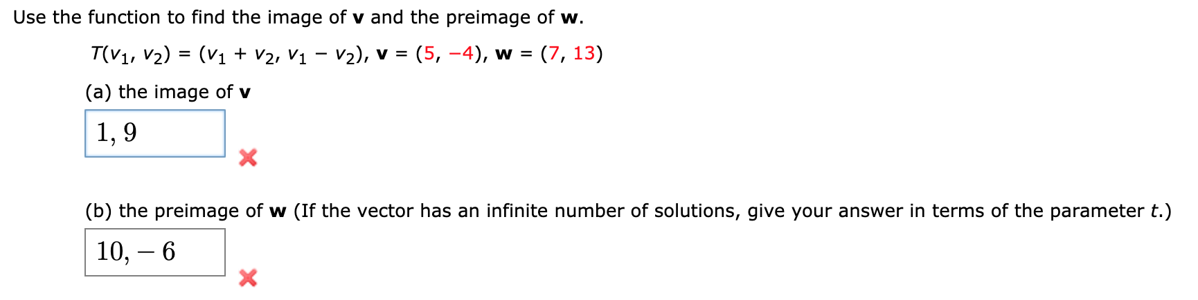 Solved Use the function to find the image of v and the | Chegg.com