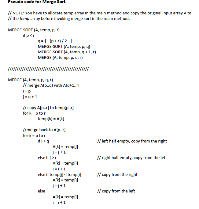 In python, Modify the merge sort algorithm such that | Chegg.com