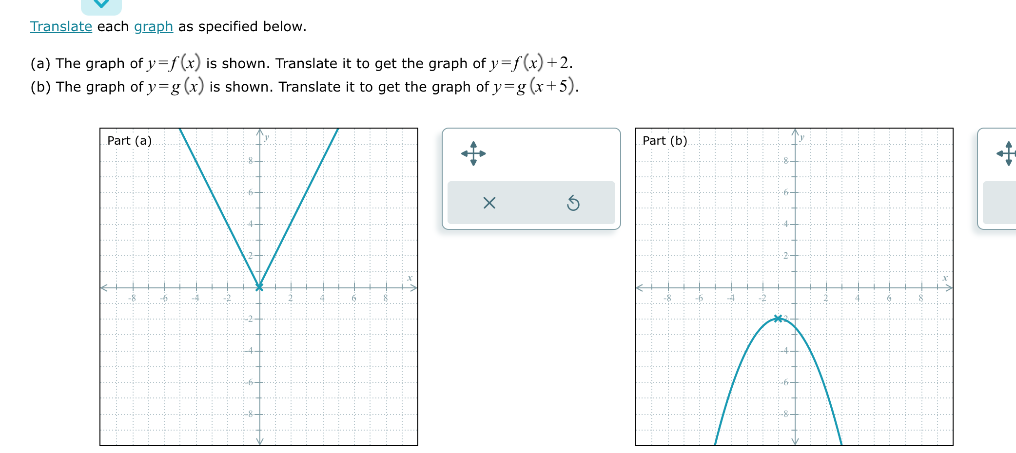 Solved Translate each graph as specified below. (a) The | Chegg.com