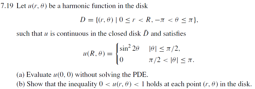 Solved 7.19 Let u(r, θ) be a harmonic function in the disk | Chegg.com