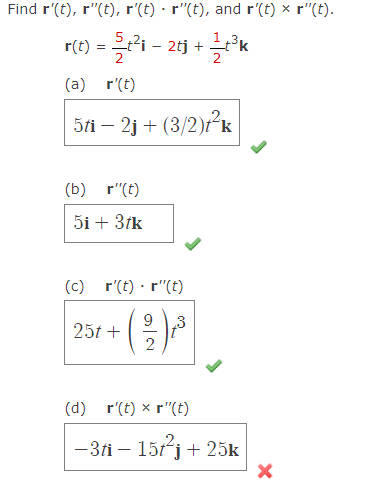 Solved Find r′(t),r′′(t),r′(t)⋅r′′(t), and r′(t)×r′′(t) | Chegg.com