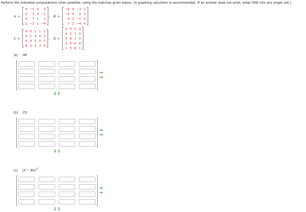 Solved Perform the indicated computations when possible, | Chegg.com