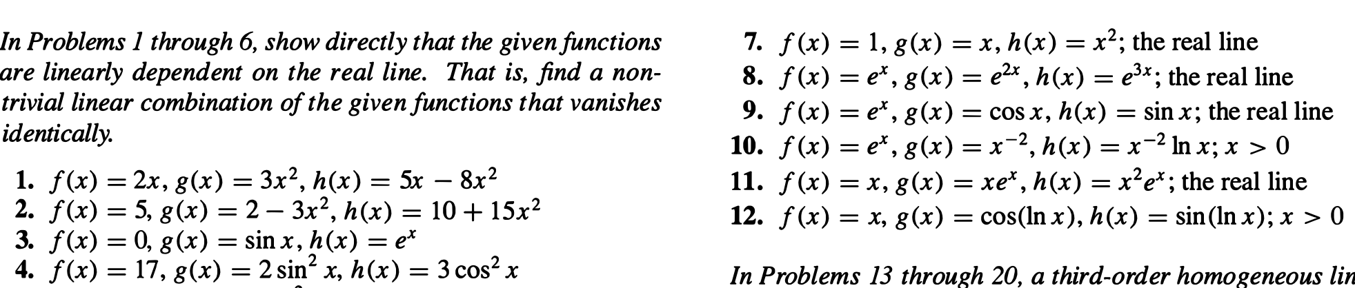 Solved In Problems 1 through 6, show directly that the given | Chegg.com