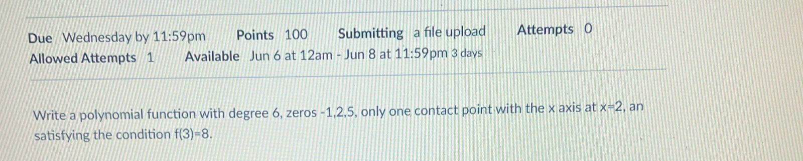 Solved Attempts O Due Wednesday by 11:59pm Points 100 | Chegg.com