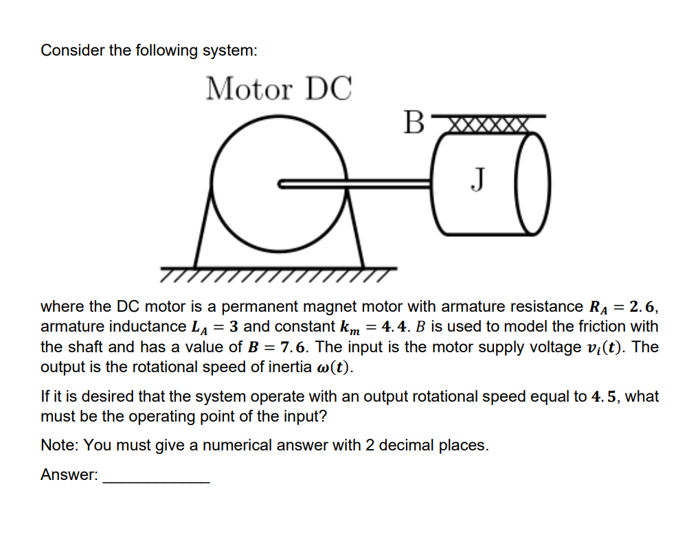 Solved Consider the following system: where the DC motor is | Chegg.com