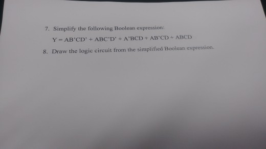 Solved 1 Simplify The Following Boolean Expression Y Abc 