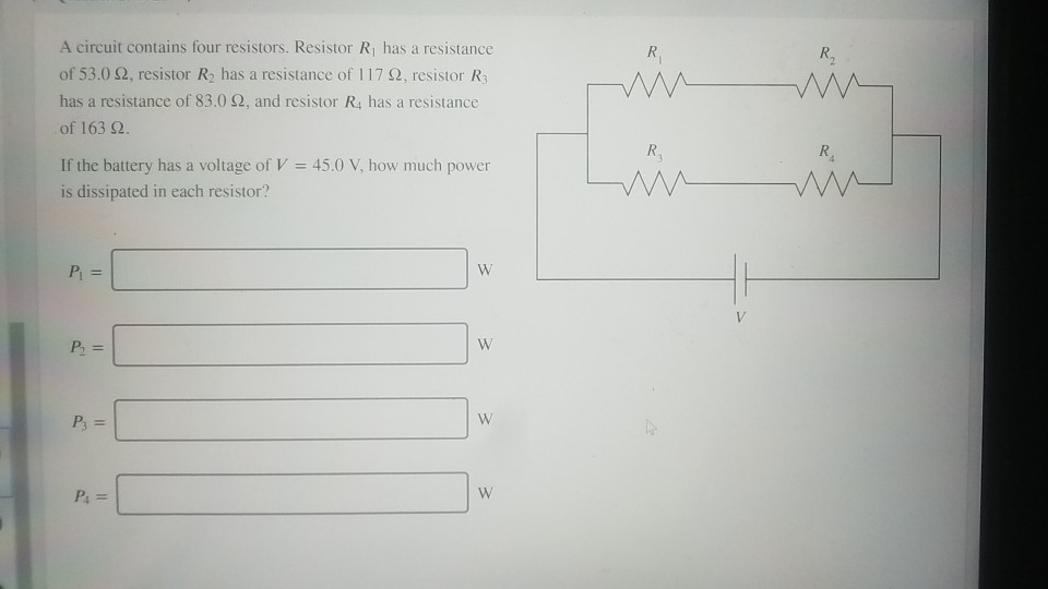 Solved A circuit contains four resistors. Resistor Ri has a | Chegg.com