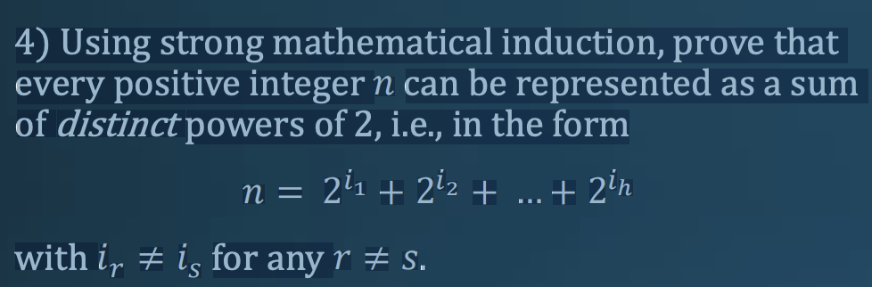 Solved 4) Using strong mathematical induction, prove that | Chegg.com