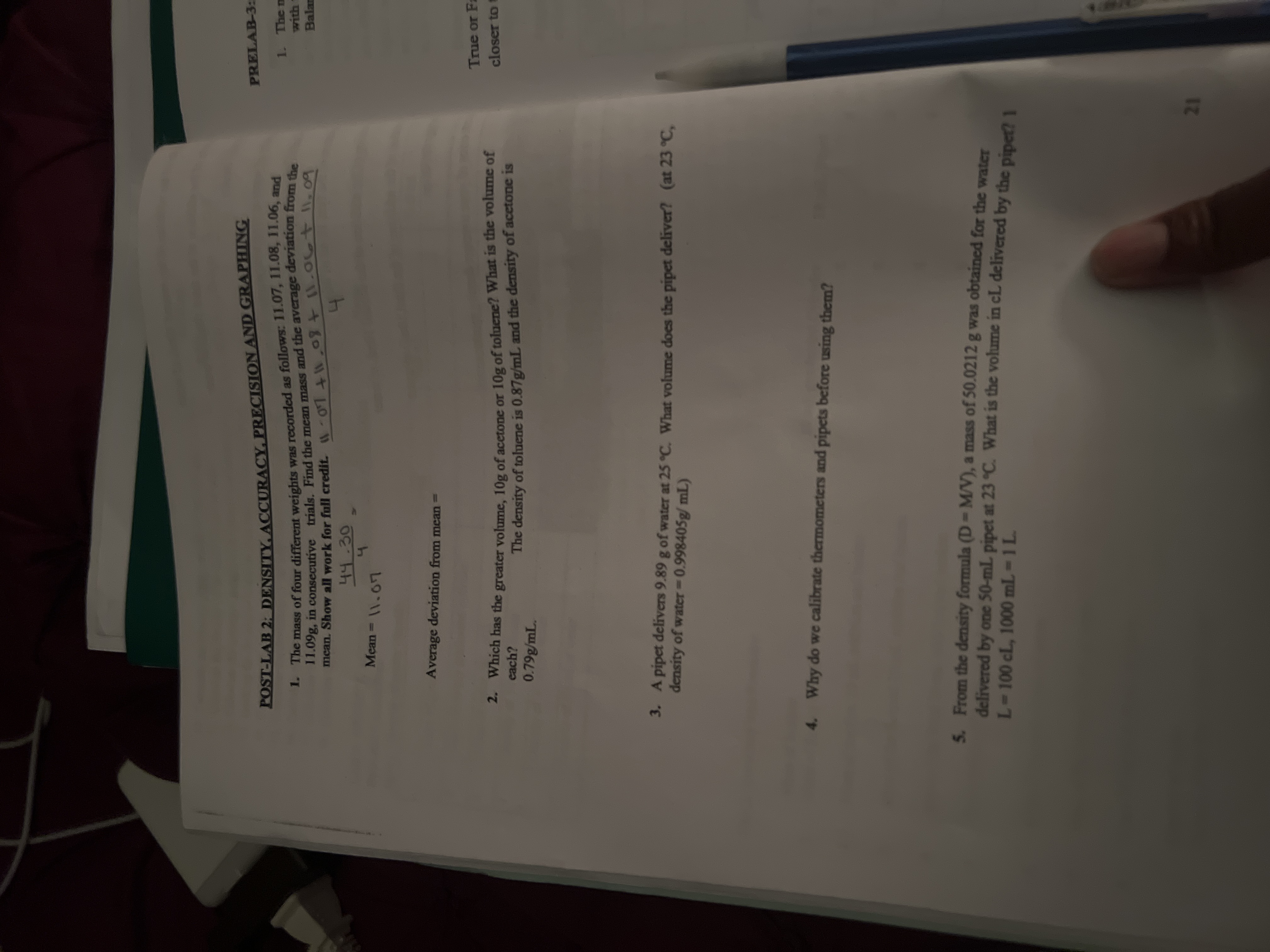 Solved POST-LAB 2: DENSITY.ACCURACX. PRECISION AND GRAPHING | Chegg.com