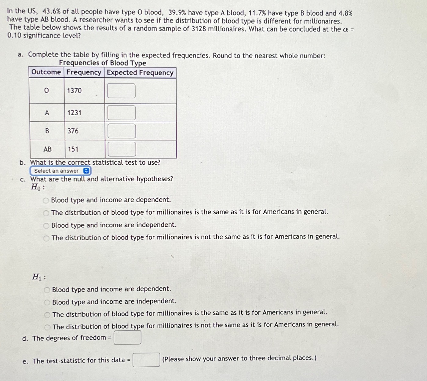 Solved Drop Down options: Part B: homogeneity, | Chegg.com