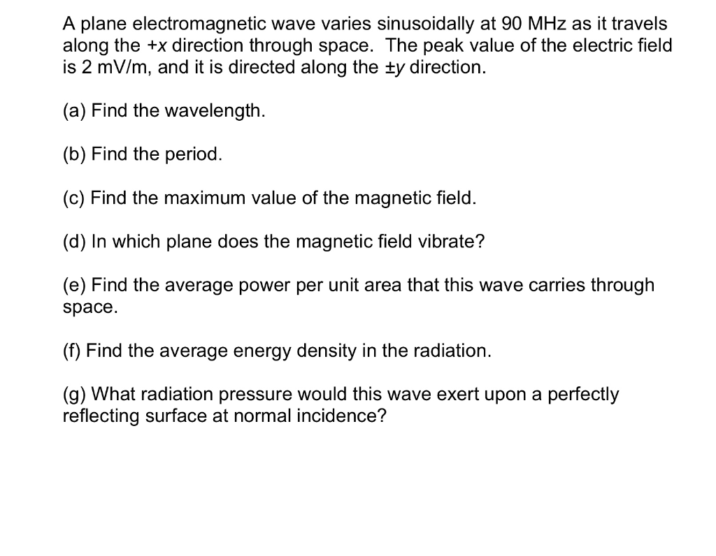 Solved A plane electromagnetic wave varies sinusoidally at | Chegg.com