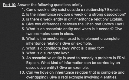 Solved it 10: Answer the following questions briefly: 1. Can | Chegg.com