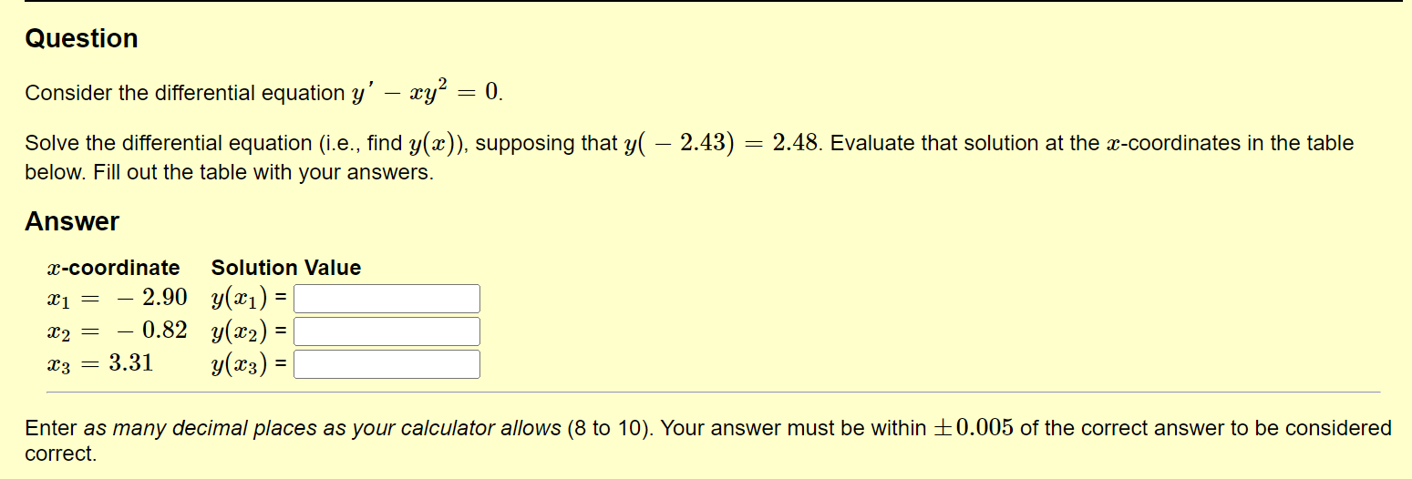 Solved QuestionConsider the differential equation | Chegg.com