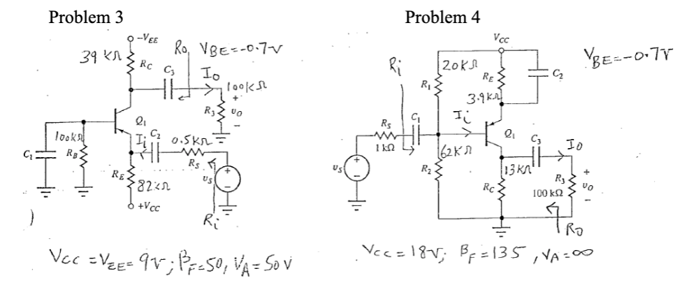 Solved For each of the BJT amplifier circuits shown below, | Chegg.com
