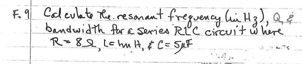 Solved Calculate the resonant frequency (in Hz), Q, and | Chegg.com