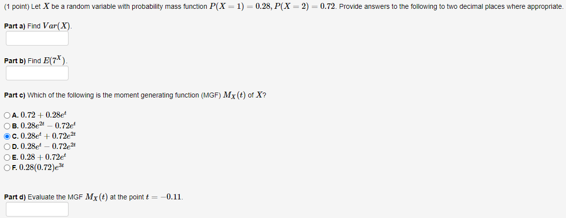 Solved 1 point let X be A Random Variable With