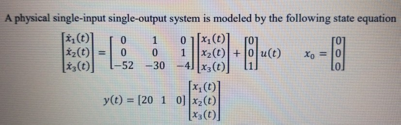 Solved A Physical Single Input Single Output System Is 