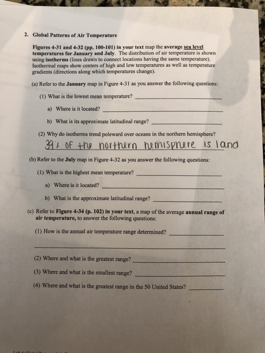 2. Global Patterns of Air Temperature Figures 4-31 | Chegg.com