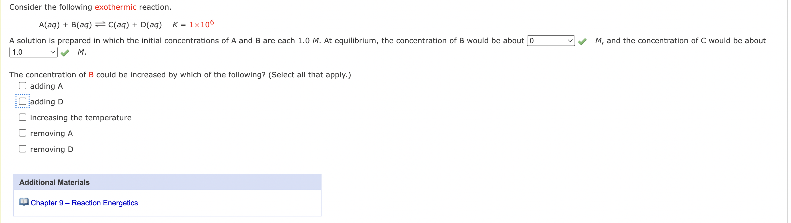 Solved Consider the following exothermic reaction. | Chegg.com