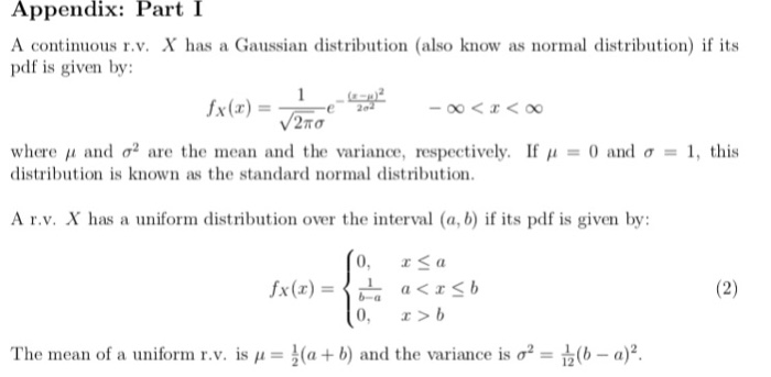 Solved Appendix: Part I A continuous r.v. X has a Gaussian | Chegg.com