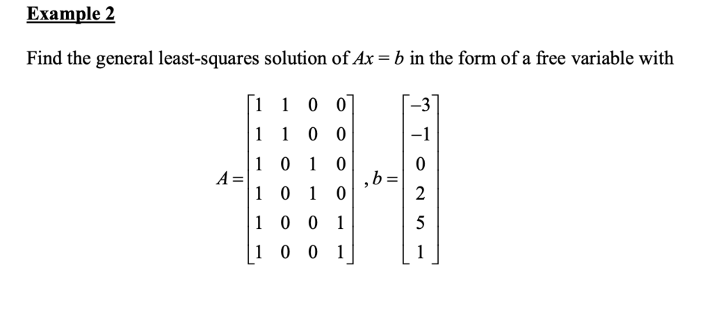 Solved Example 2 Find the general least-squares solution of | Chegg.com