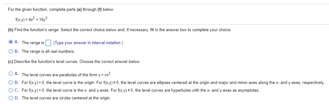 Solved For the given function, complete parts (a) through | Chegg.com