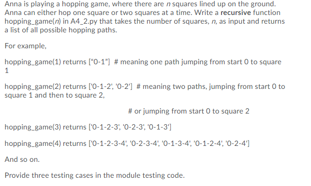 Anna is playing a hopping game, where there are n | Chegg.com