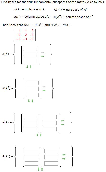 Solved Find bases for the four fundamental subspaces of the | Chegg.com