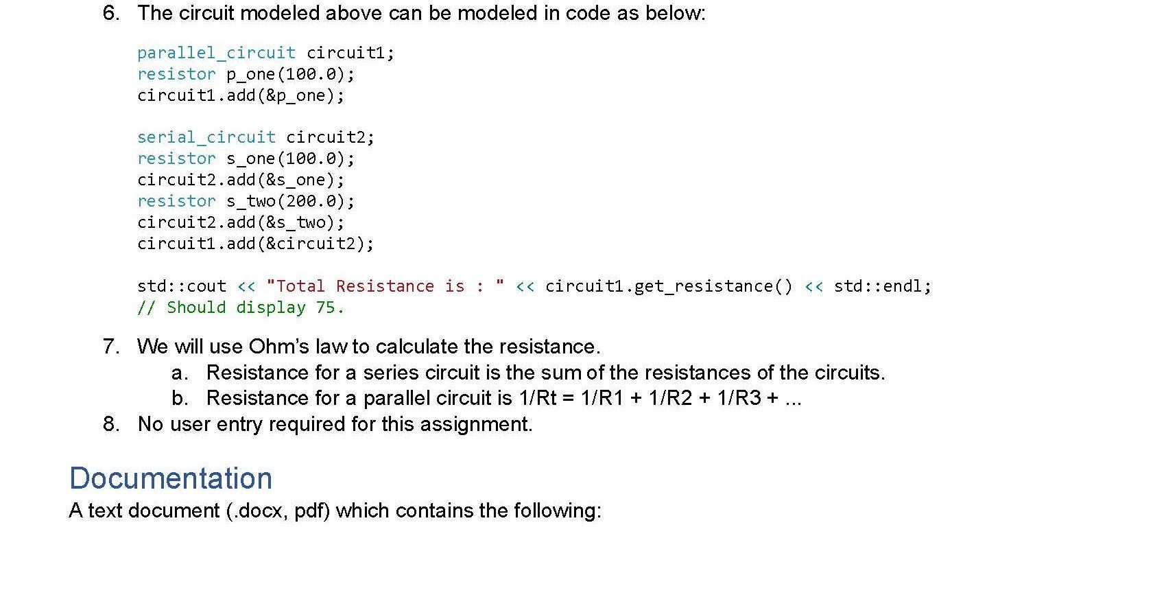Solved Circuits C++ Programming Code Everything needs to be | Chegg.com