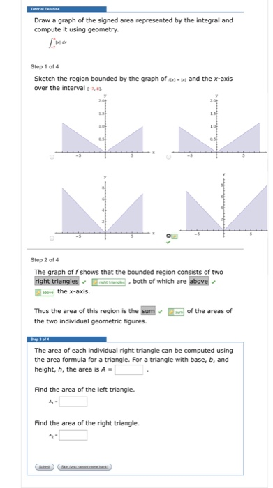 Solved Tutorial Cxercise Draw a graph of the signed area | Chegg.com