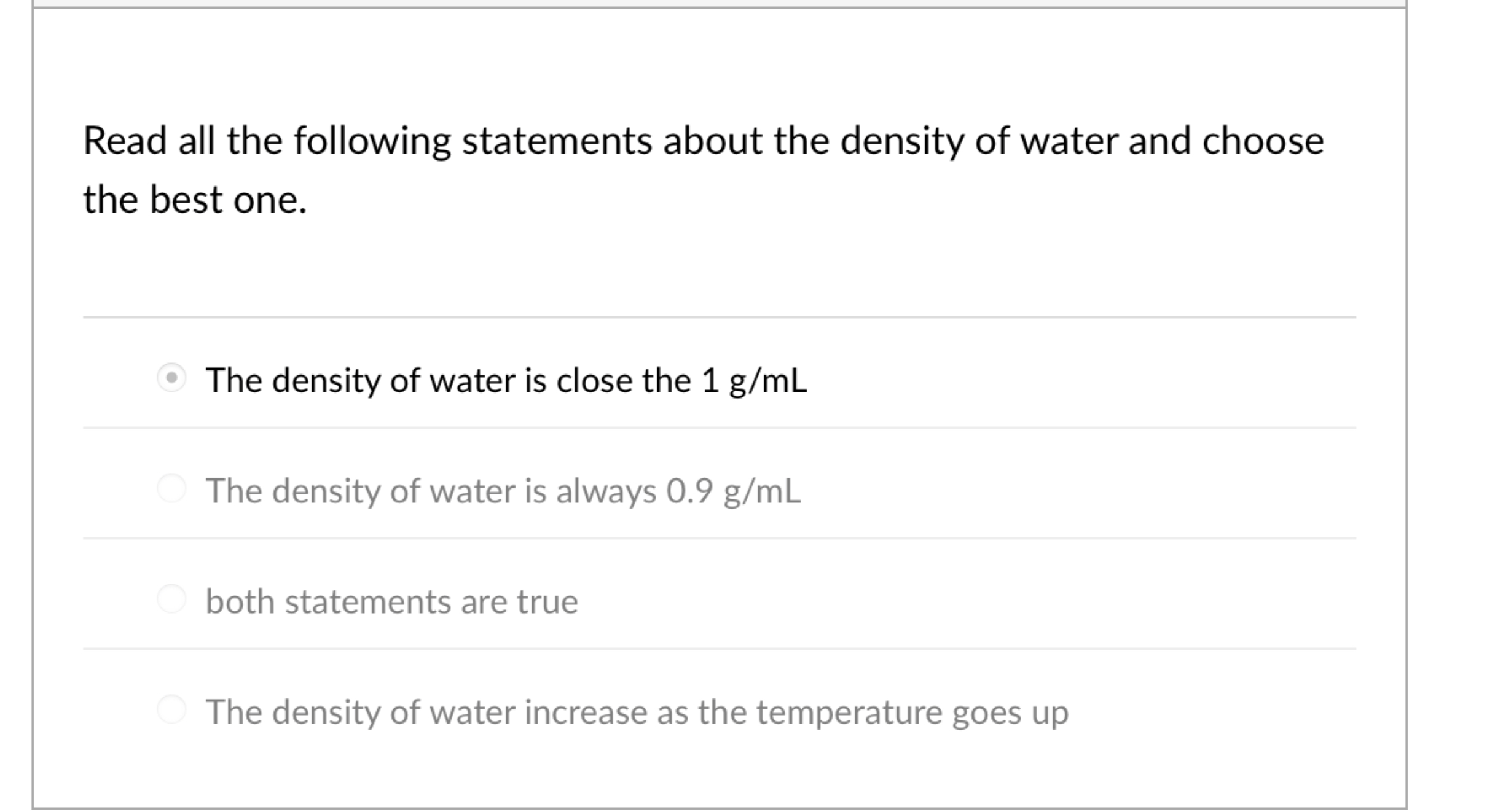 Solved Read all the following statements about the density | Chegg.com